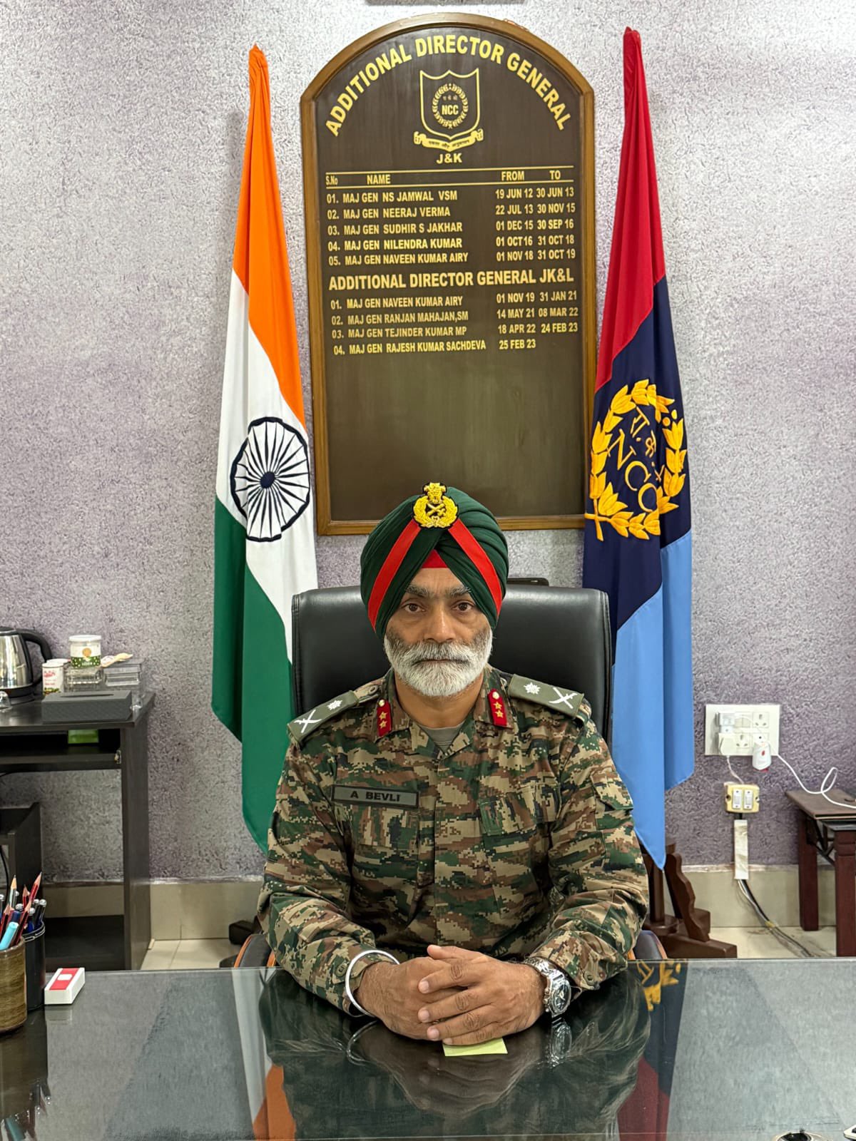 Maj Gen Bevli takes charge as ADG of NCC Directorate for J&K, Ladakh ...